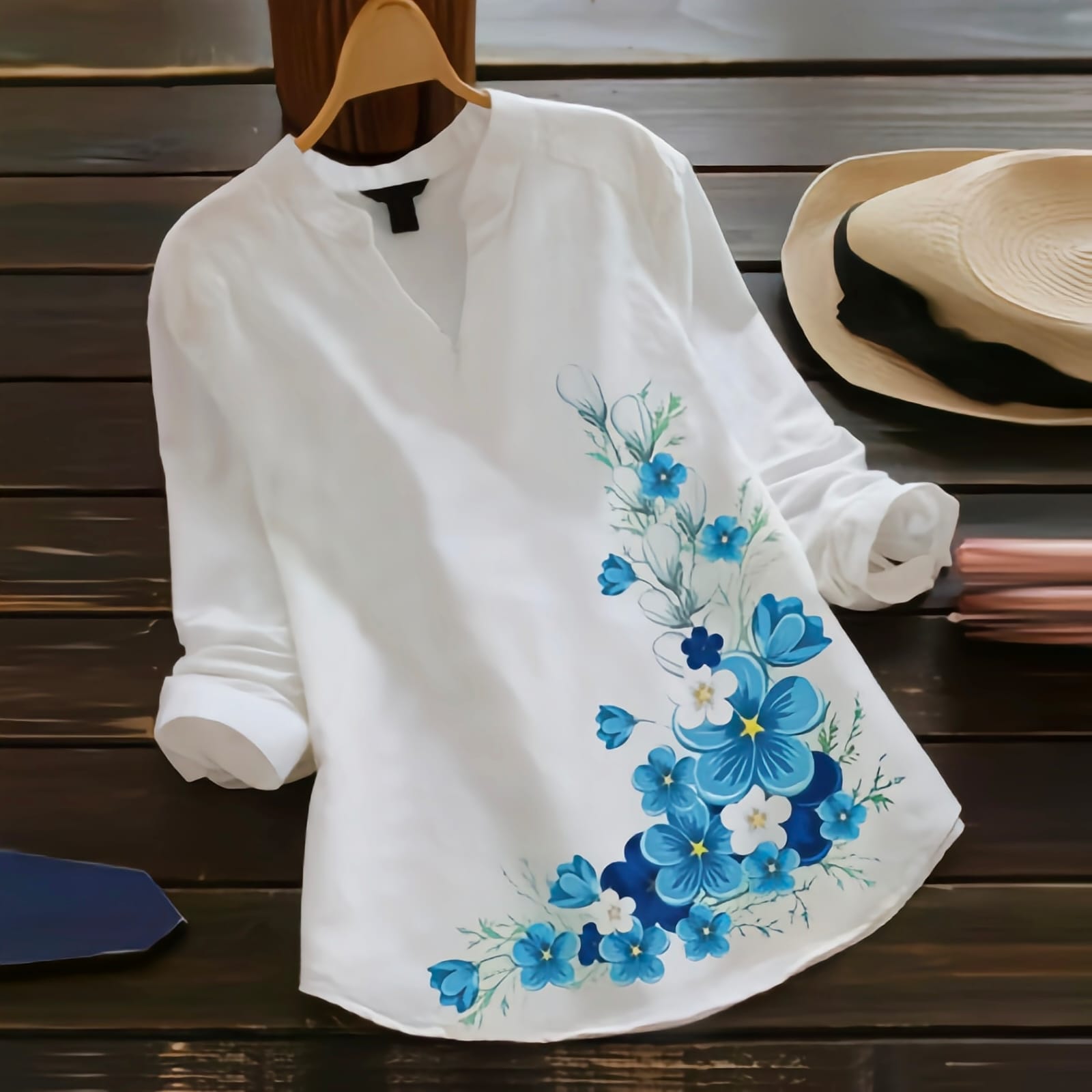 Blue Flower Design Top – Stylistaa